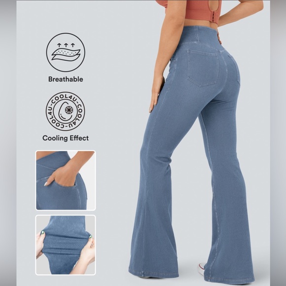 HALARA | Jeans | Halaramagic High Waisted Crossover Stretchy Knit Super Flare Jeans | Poshmark